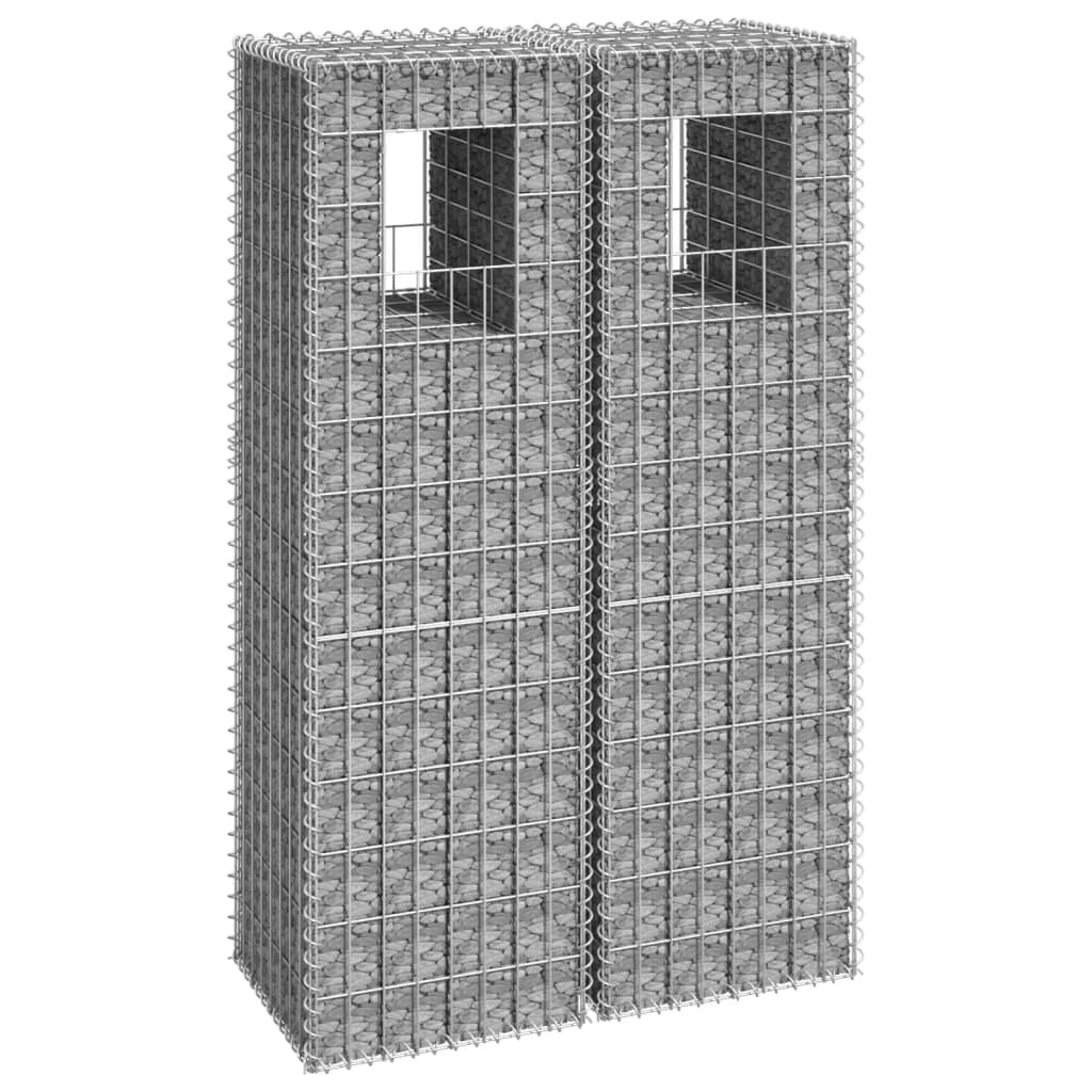 vidaXL Gabion Basket Posts 2 pcs 15.7"x15.7"x55.1" Iron - Walmart.com