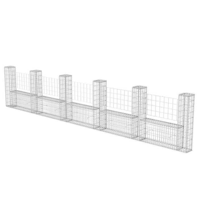 vidaXL Gabion Basket U-Shape Galvanized Steel Raised Bed Fence Multi ...