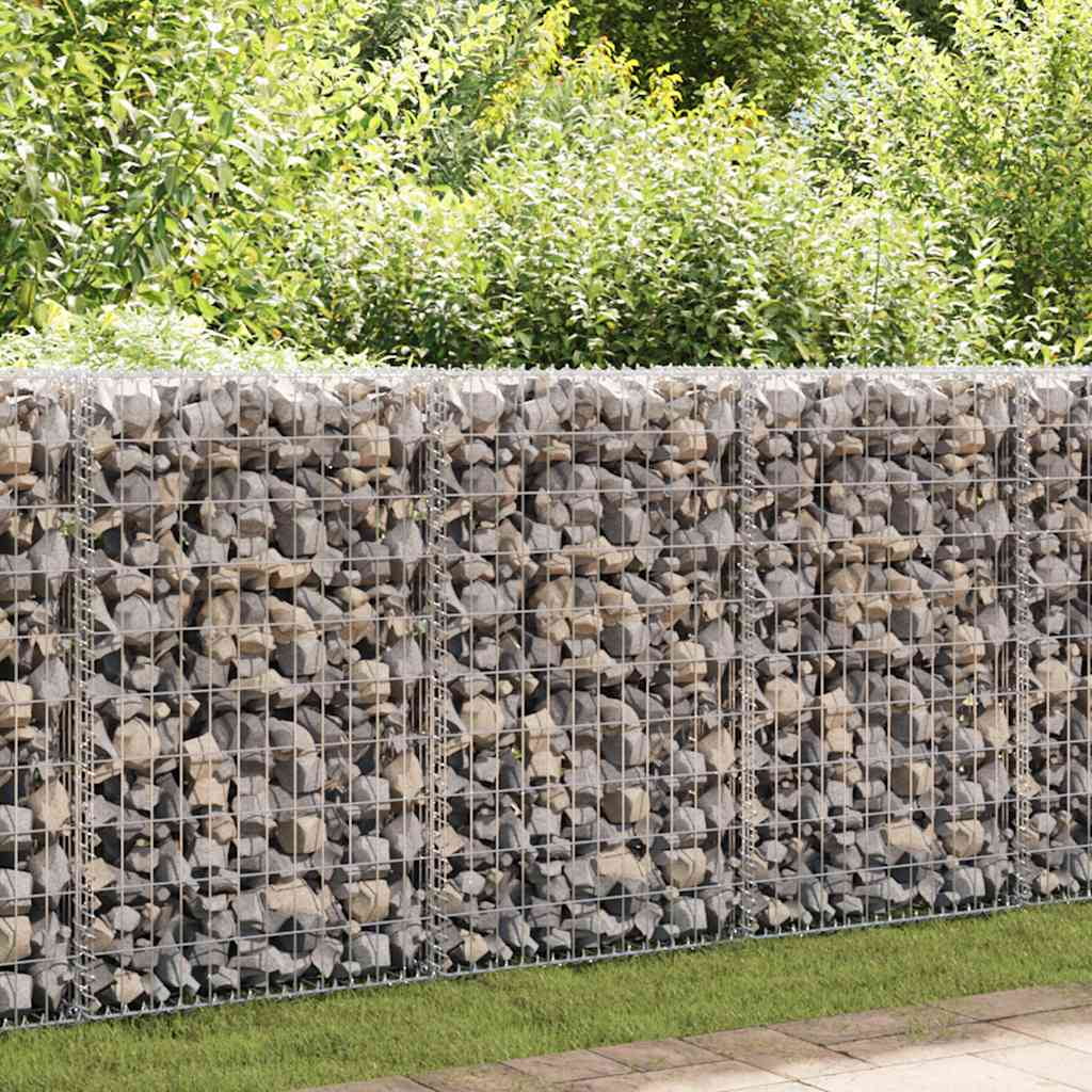 vidaXL Gabion Wall with Covers, Galvanized Steel Gabion Basket Post ...