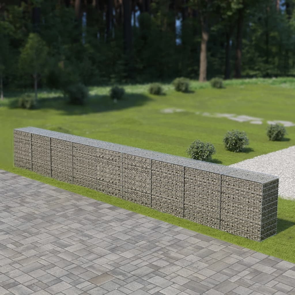 vidaXL Gabion Basket with Lids, Galvanized Steel Gabion Wall, High Load ...
