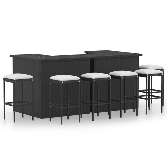 vidaXL 4-Piece Poly Rattan Garden Bar Set with Cushions Multi Colors ...