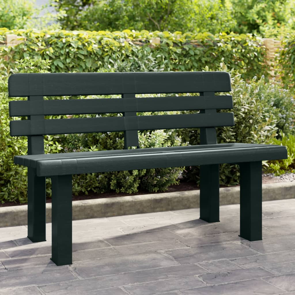 vidaXL Garden Bench Green Polypropylene 43.3 x 20.5 x 28.0 in Durable ...