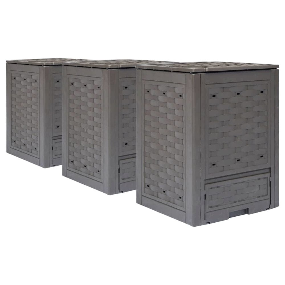 vidaXL Garden Composters 3 pcs Brown 23.6"x23.6"x32.7" 237.8 gal ...