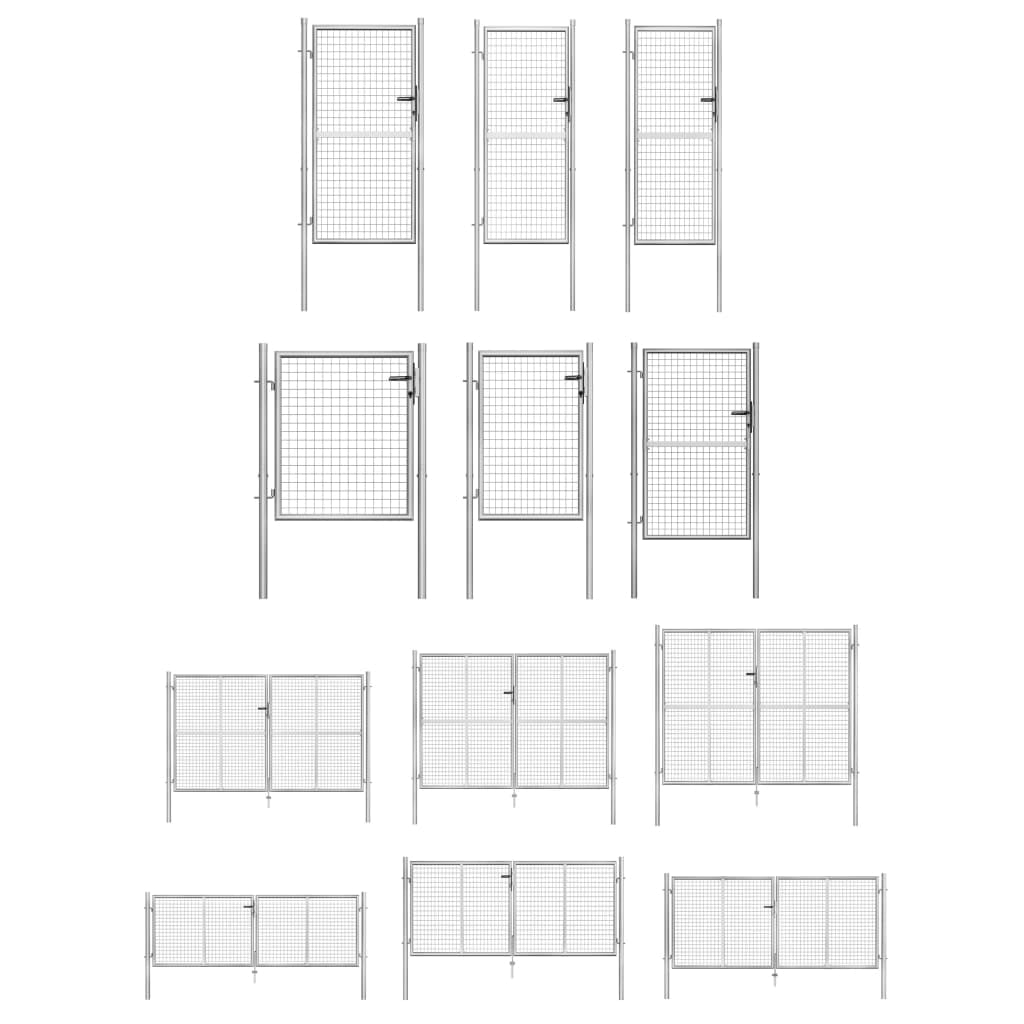 vidaXL Garden Gate Fence Wall Privacy Screen Fence Galvanized Steel ...