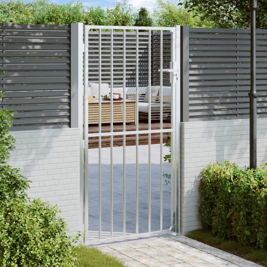 vidaXL Garden Gate Locking Fence Entrance Barrier Patio Lawn Stainless ...