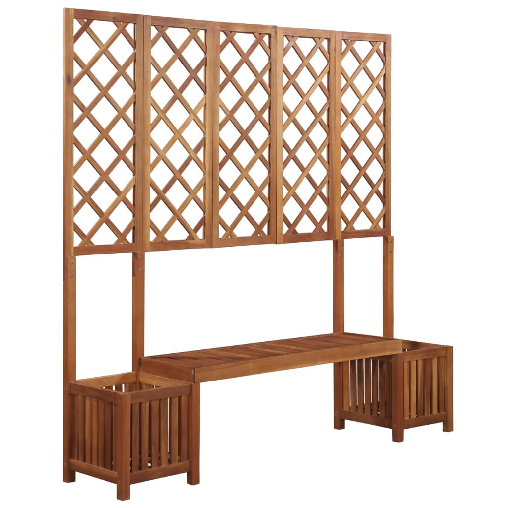 vidaXL Garden Planter with Bench and Trellis Solid Acacia Wood ...