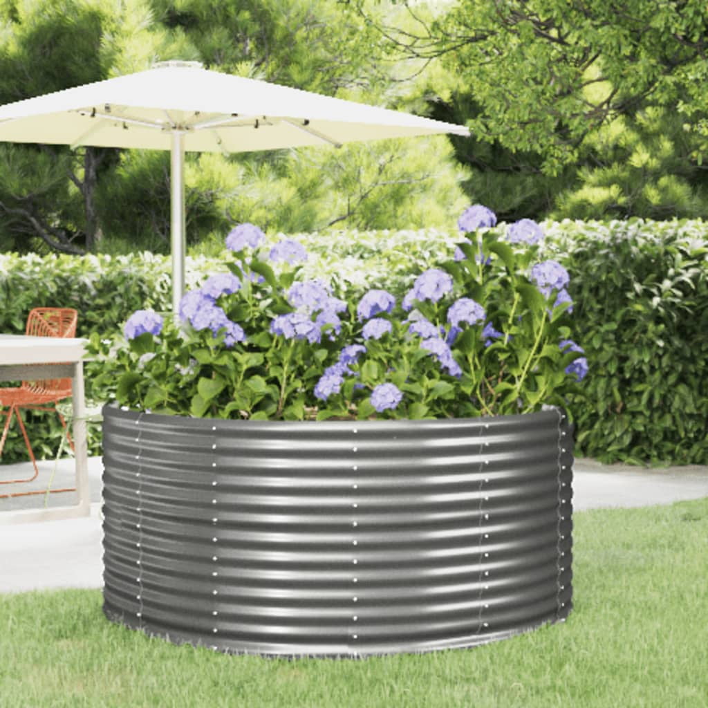 vidaXL Large Outdoor Planter, Deep Garden Raised Bed in Gray Powder ...