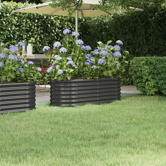 Open Ground Planter, Oval Shaped Galvanised Raised Garden Bed, Fire ...