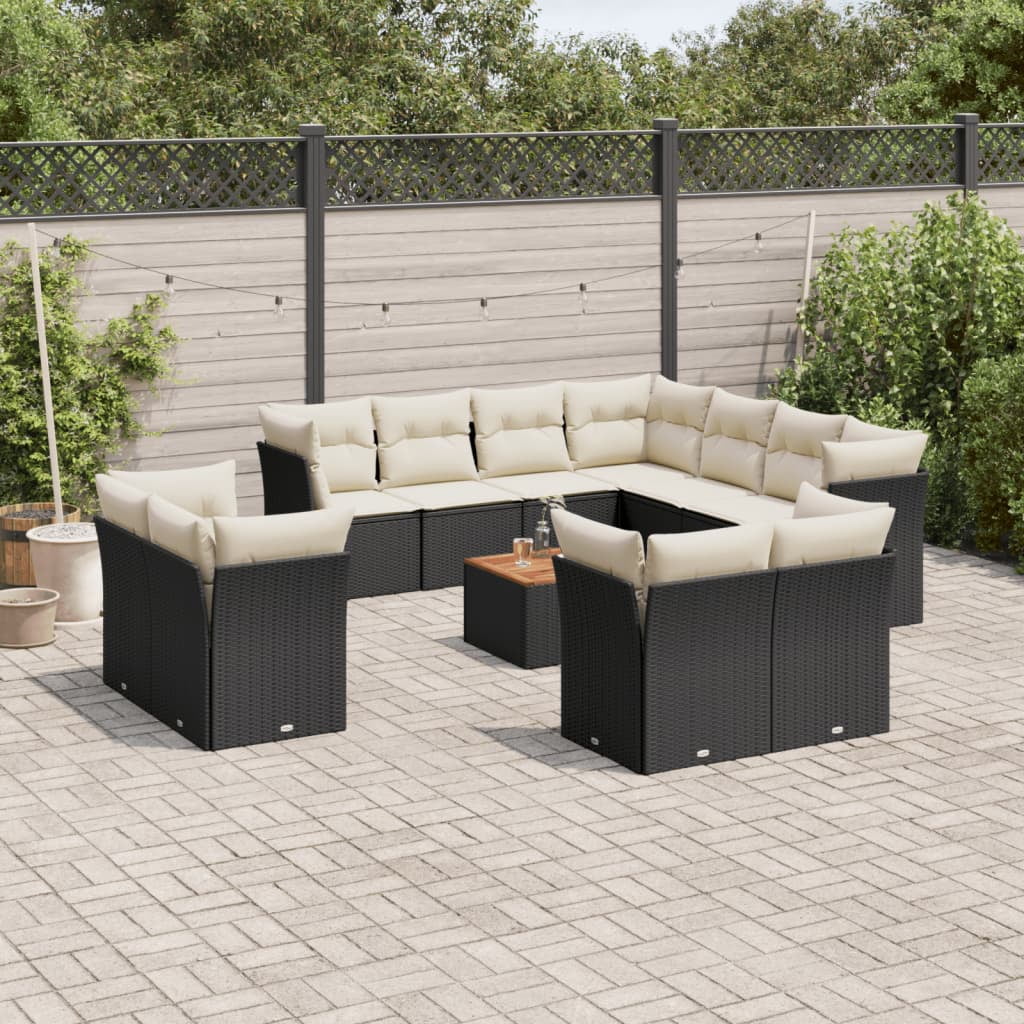 vidaXL Garden Sofa Set Black PE Rattan Large Adjustable Feet - Walmart.com