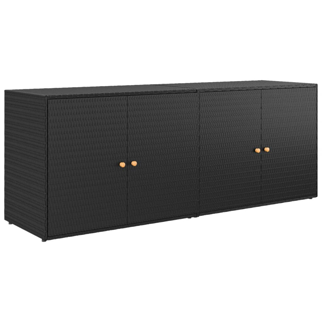 vidaXL Garden Storage Cabinet Black 78"x21.9"x31.5" Poly Rattan ...
