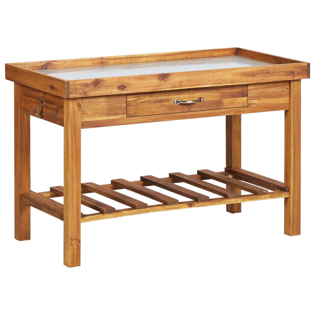 Free Shipping! vidaXL Garden Work Bench with Zinc Top Solid Acacia Wood ...