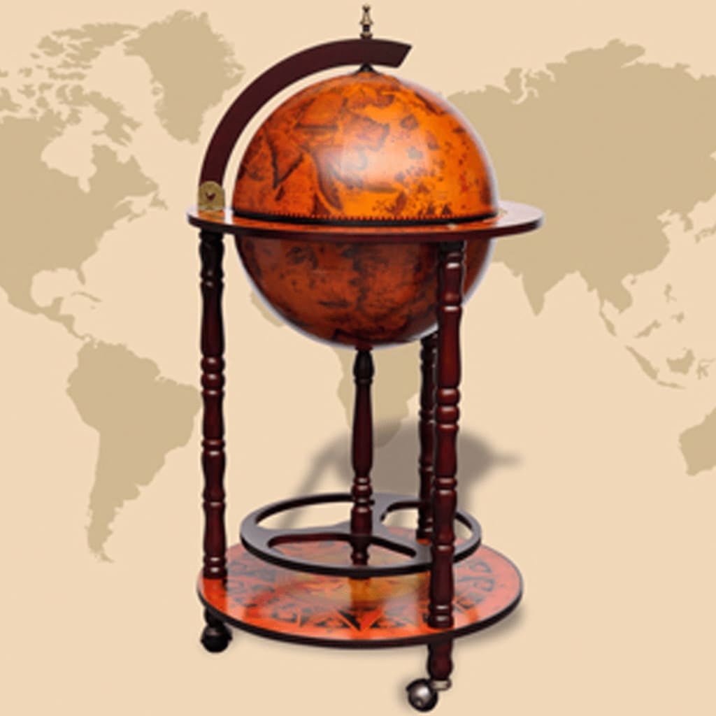 vidaXL Globe Bar Cart Globe Wine Bar Liquor Bar Cabinet Solid ...