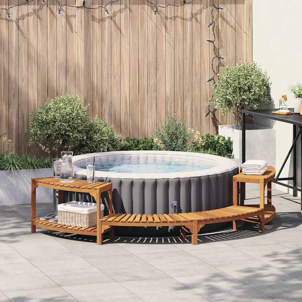 vidaXL Hot Tub Surround Half-Round Brown 107.09 x 47.24 x 21.85 in ...