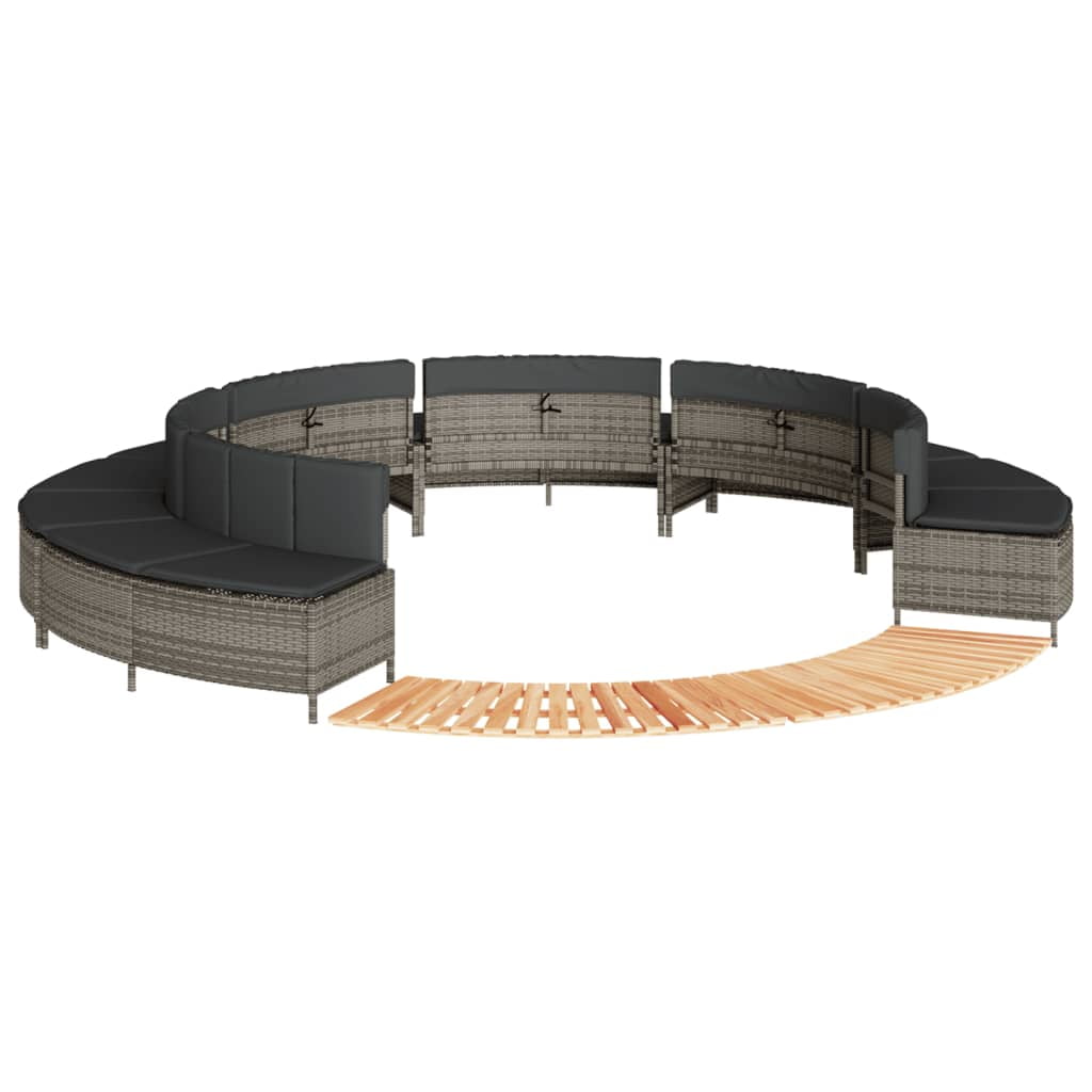vidaXL Hot Tub Surround Storage Shelf Outdoor Poly Rattan and Solid ...