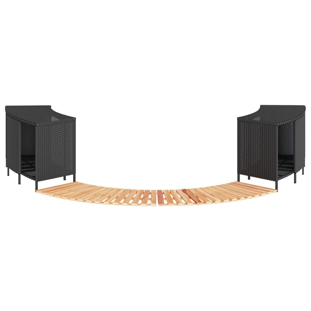 vidaXL Hot Tub Surround Storage Shelf Outdoor Poly Rattan and Solid ...