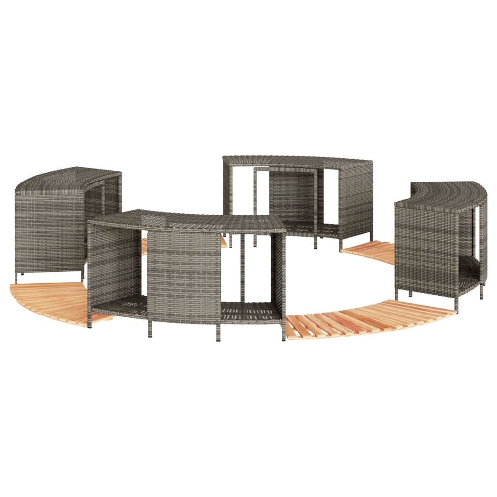 vidaXL Hot Tub Surround Storage Shelf Outdoor Poly Rattan and Solid ...