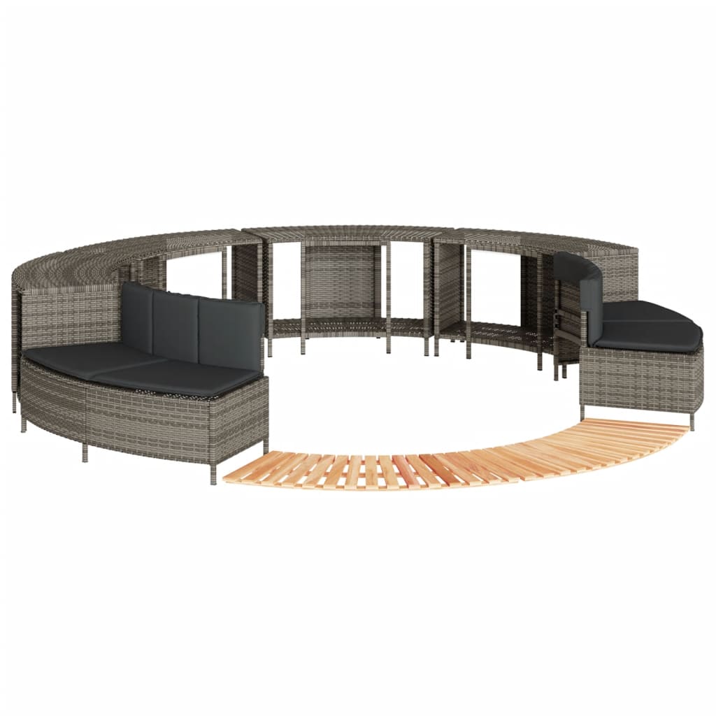 vidaXL Hot Tub Surround Storage Shelf Outdoor Poly Rattan and Solid ...