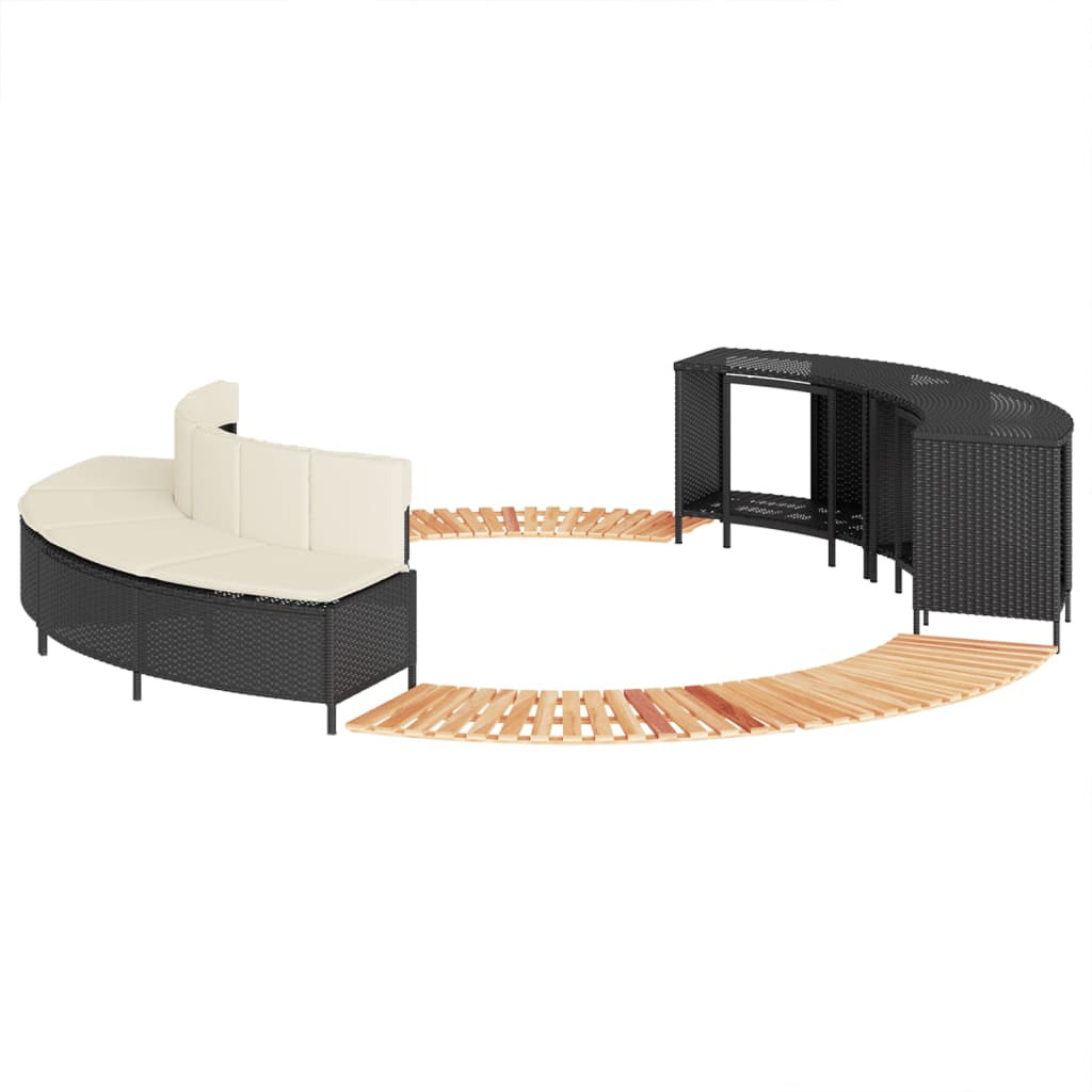 vidaXL Hot Tub Surround Storage Shelf Outdoor Poly Rattan and Solid ...