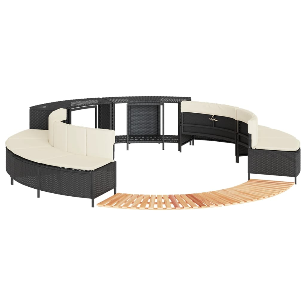 vidaXL Hot Tub Surround Storage Shelf Outdoor Poly Rattan and Solid ...