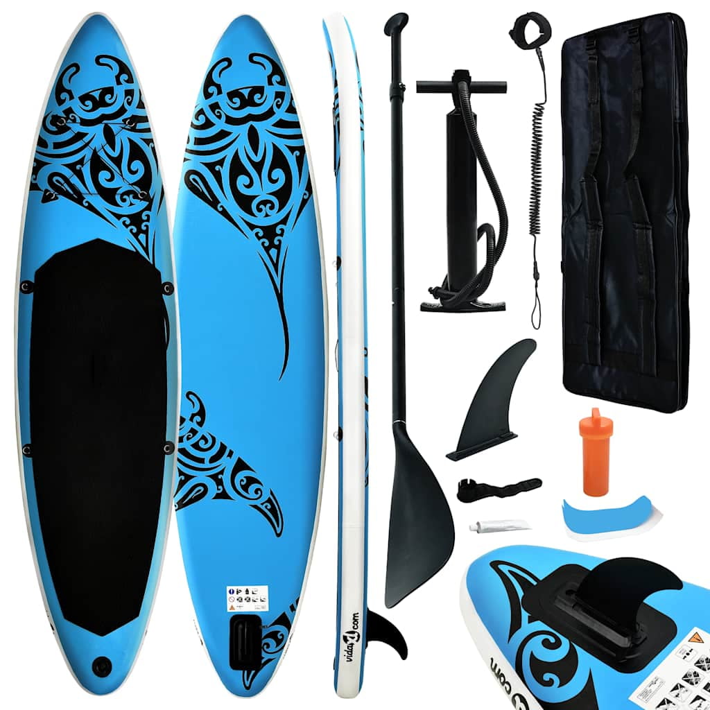 vidaXL Inflatable Stand Up Paddleboard Set 126"x29.9"x5.9" Blue ...