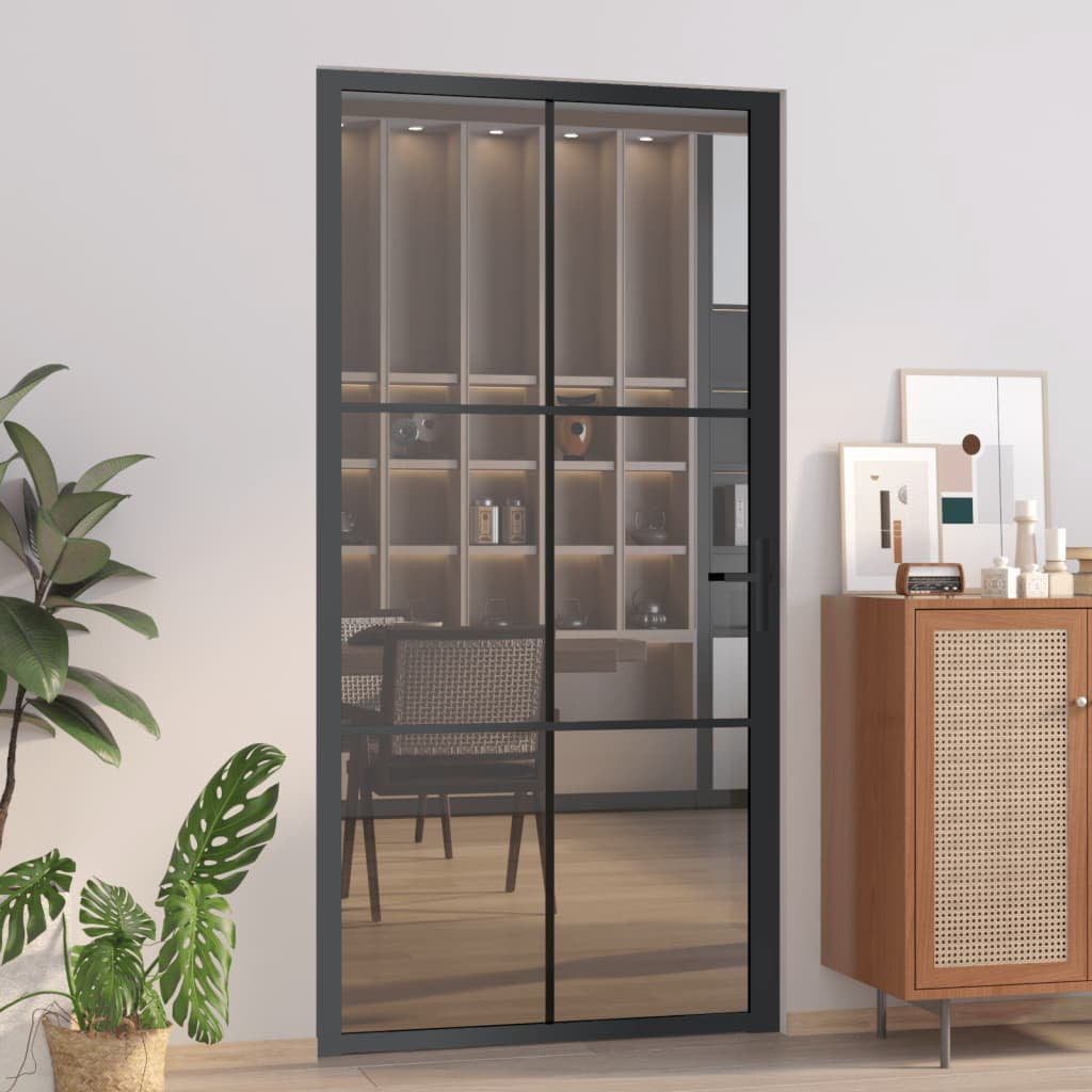 vidaXL Interior Door 40.4"x79.3" Black ESG Glass and Aluminum - Walmart.com