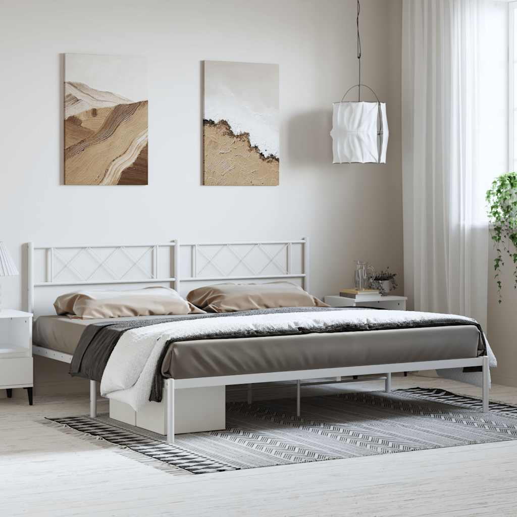 vidaXL King Metal Bed Frames with Headboard, Under Bed Storage, Noise ...