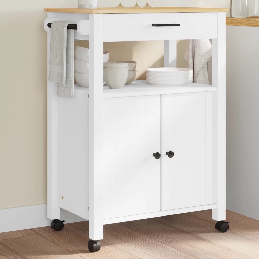 vidaXL Kitchen Trolley MONZA 23.6"x15.7"x35.4" Solid Wood Pine ...