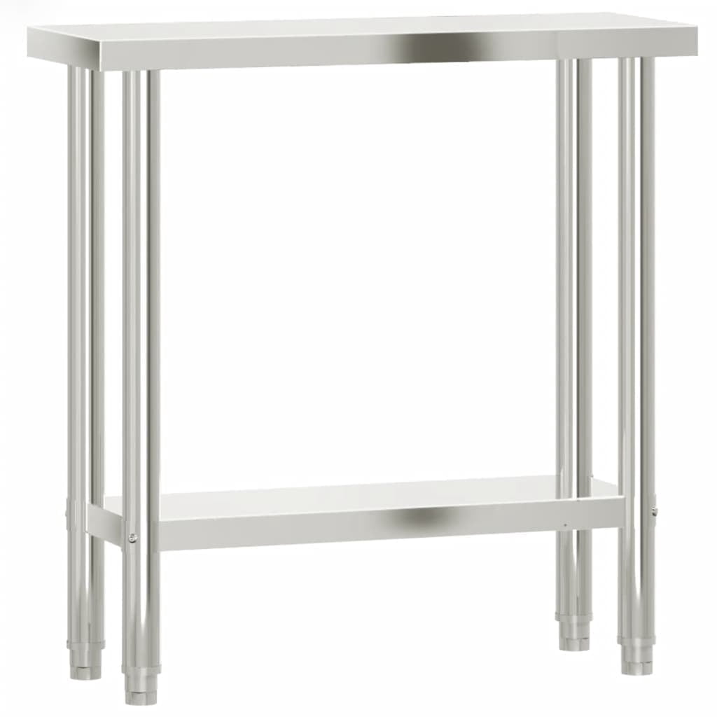 vidaXL Kitchen Work Table Storage Home Kitchen Restaurant Stainless ...