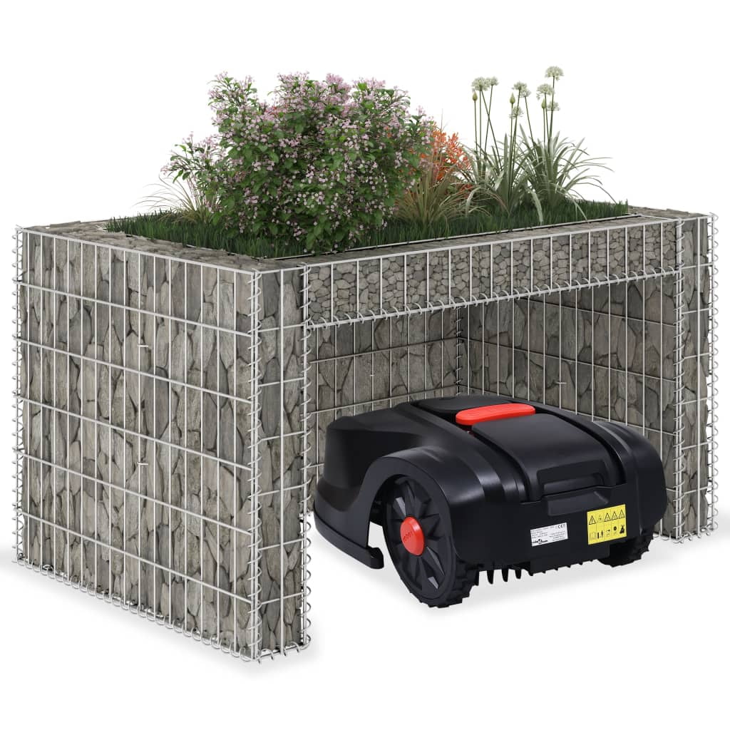 vidaXL Lawn Mower Garage with Raised Bed 43.3"x31.5"x23.6" Steel Wire ...