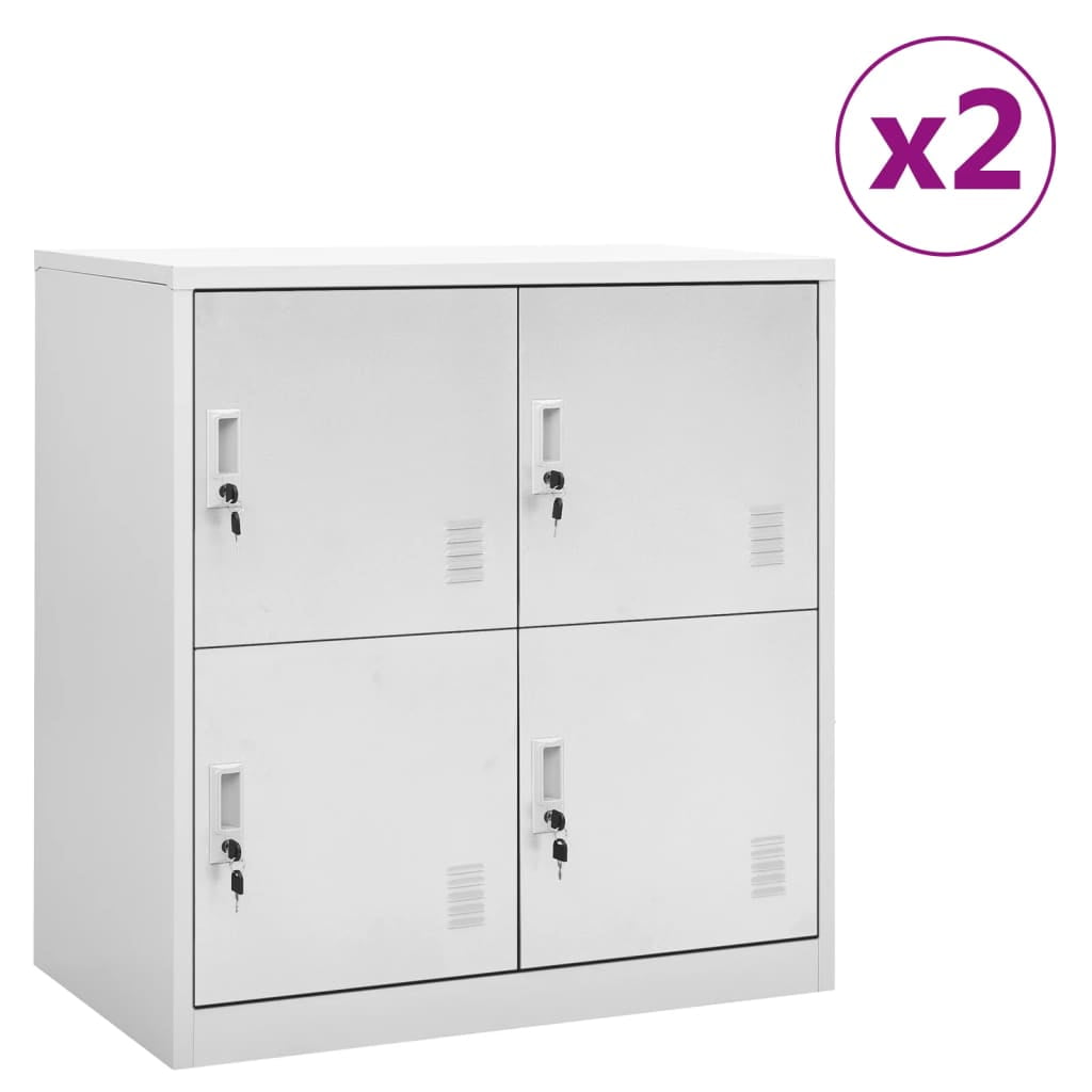 vidaXL Locker Cabinets 2 pcs Light Gray 35.4"x17.7"x36.4" Steel ...