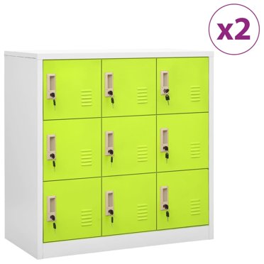 vidaXL Locker Cabinets 2 pcs Light Gray 35.4"x17.7"x36.4" Steel ...