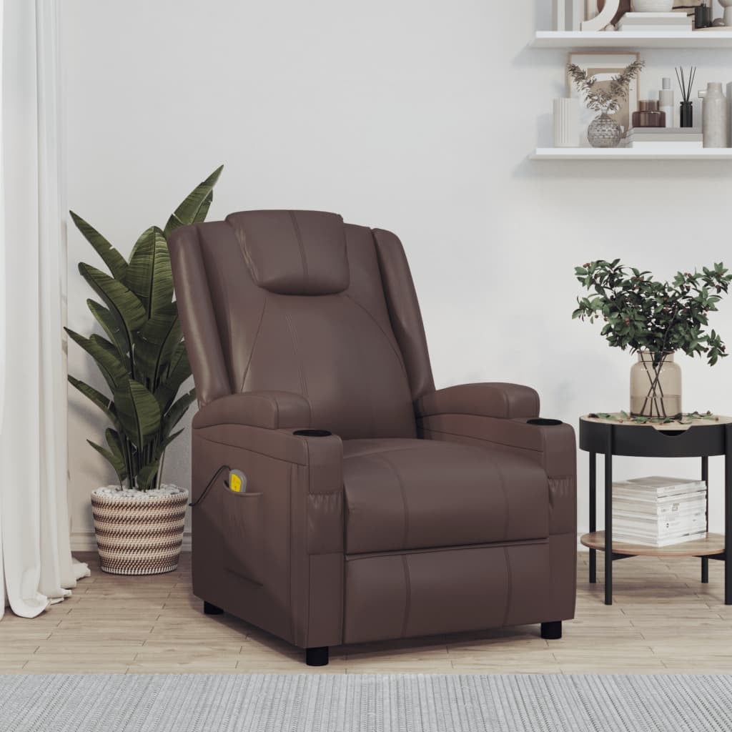 vidaXL Massage Chair Cozy Recliner Sleeper Chair for Home Theater Faux ...