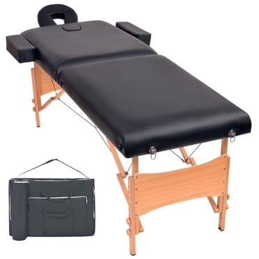 SmileMart 2 Section Portable Massage Table with Headrest Armrest, Black ...