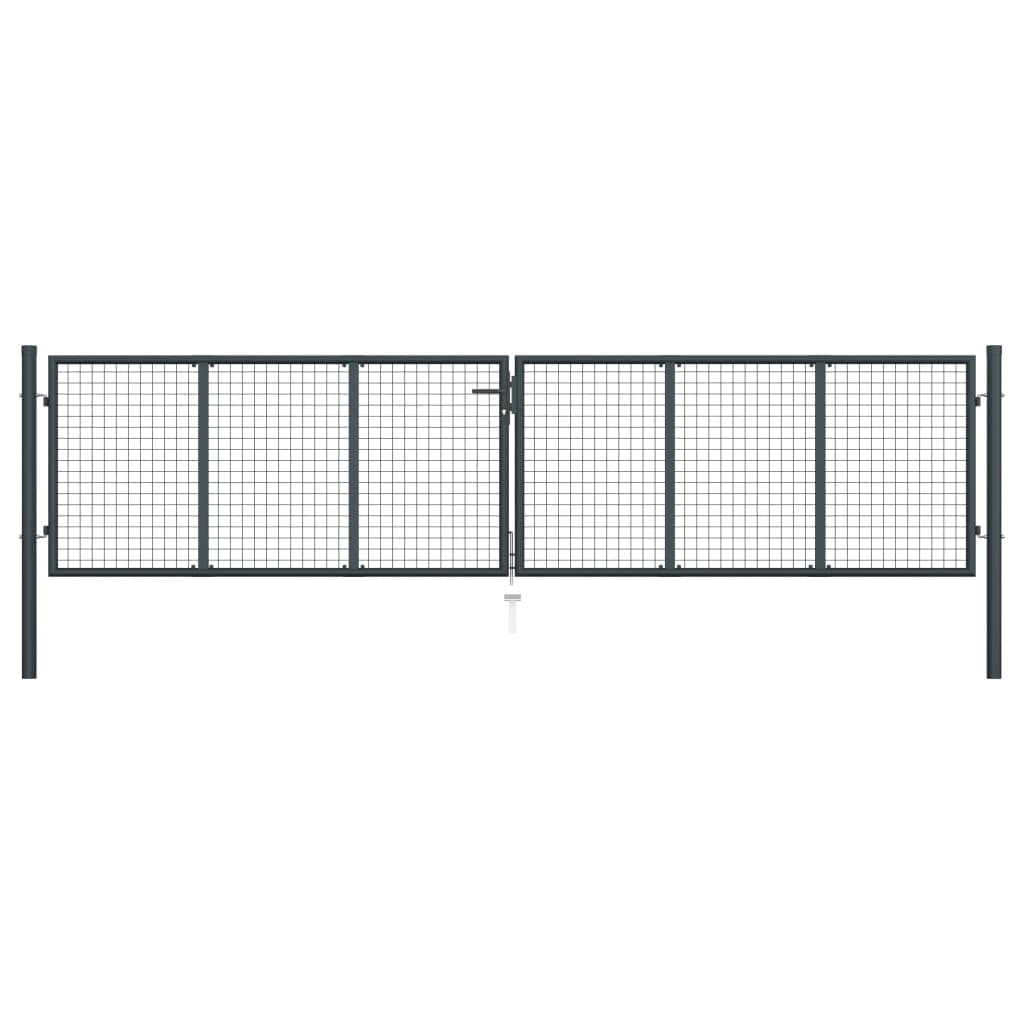 vidaXL Mesh Garden Gate Galvanized Steel 157.5"x49.2" Gray - Walmart.com