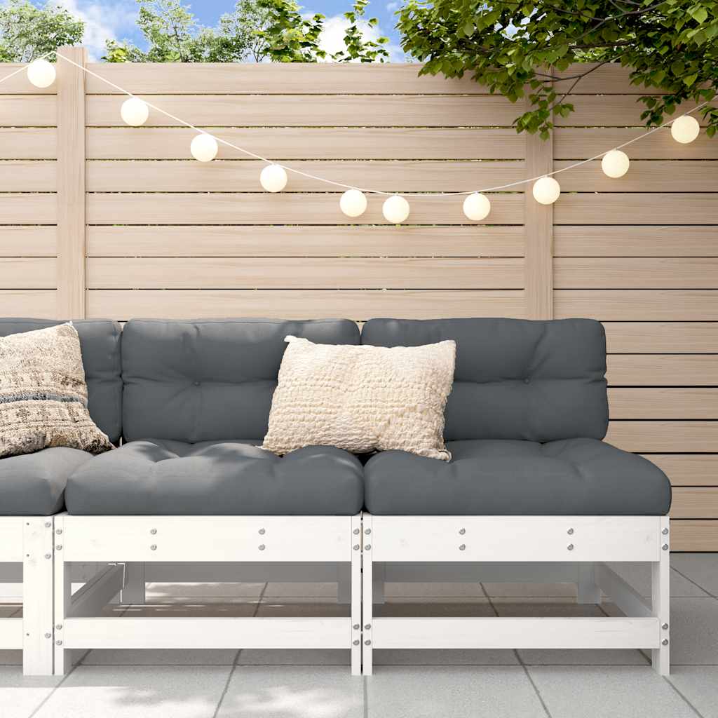 vidaXL Middle Sofa White Solid pine wood Medium Modular Middle Sofa ...