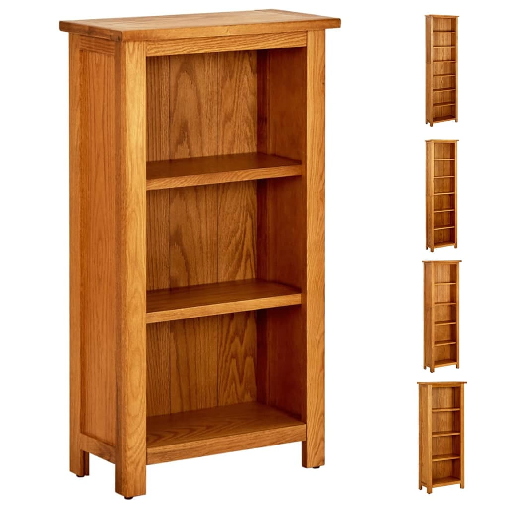 vidaXL Narrow Bookcase Solid Wood Oak Wooden Book Shelf Organizer Multi ...