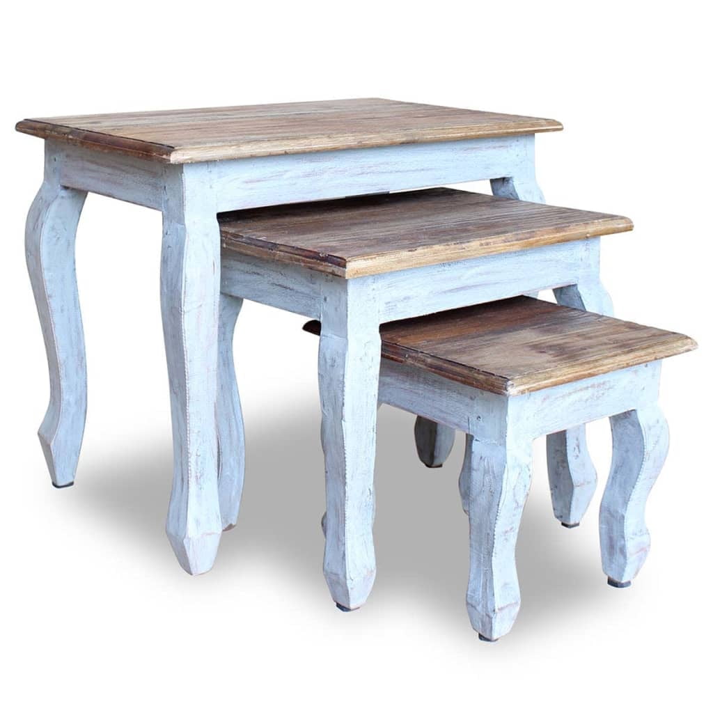 vidaXL Nesting Table Set 3 Pieces Solid Reclaimed Wood - Walmart.com