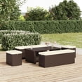 vidaXL Ottoman with Cushion Outdoor Patio Wicker Footstool Ottoman Poly ...