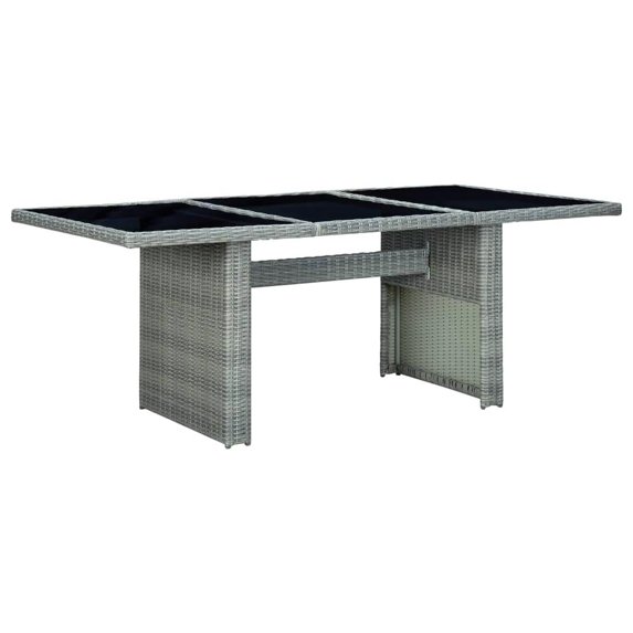 vidaXL Outdoor Dining Table Garden Porch Patio Table with Glass Top PE ...
