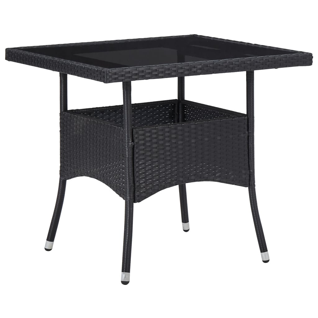 vidaXL Outdoor Dining Table Garden Porch Patio Table with Glass Top PE ...