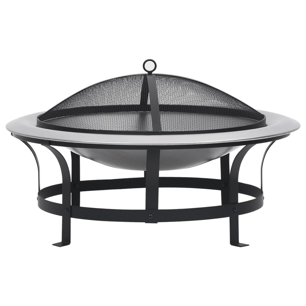 vidaXL Outdoor Fire Pit with Grill Stainless Steel 29.9" - Walmart.com