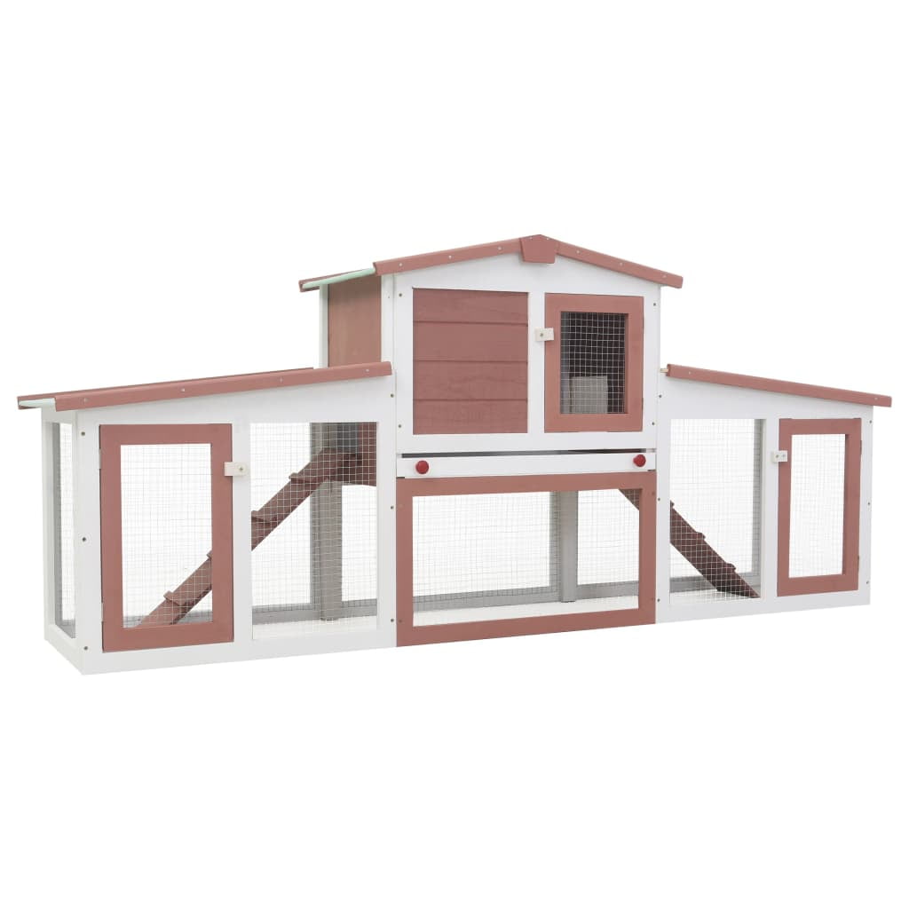 vidaXL Outdoor Large Rabbit Hutch Brown and White 80.3"x17.7"x33.5 ...