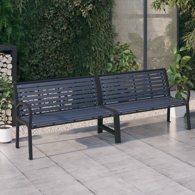 vidaXL Outdoor Patio Bench Garden Park Bench for Backyard Deck Steel ...