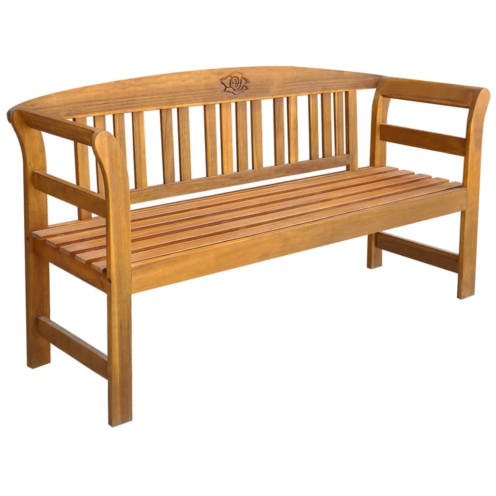 vidaXL Outdoor Patio Bench Garden Park Bench with Armrests Solid Wood ...