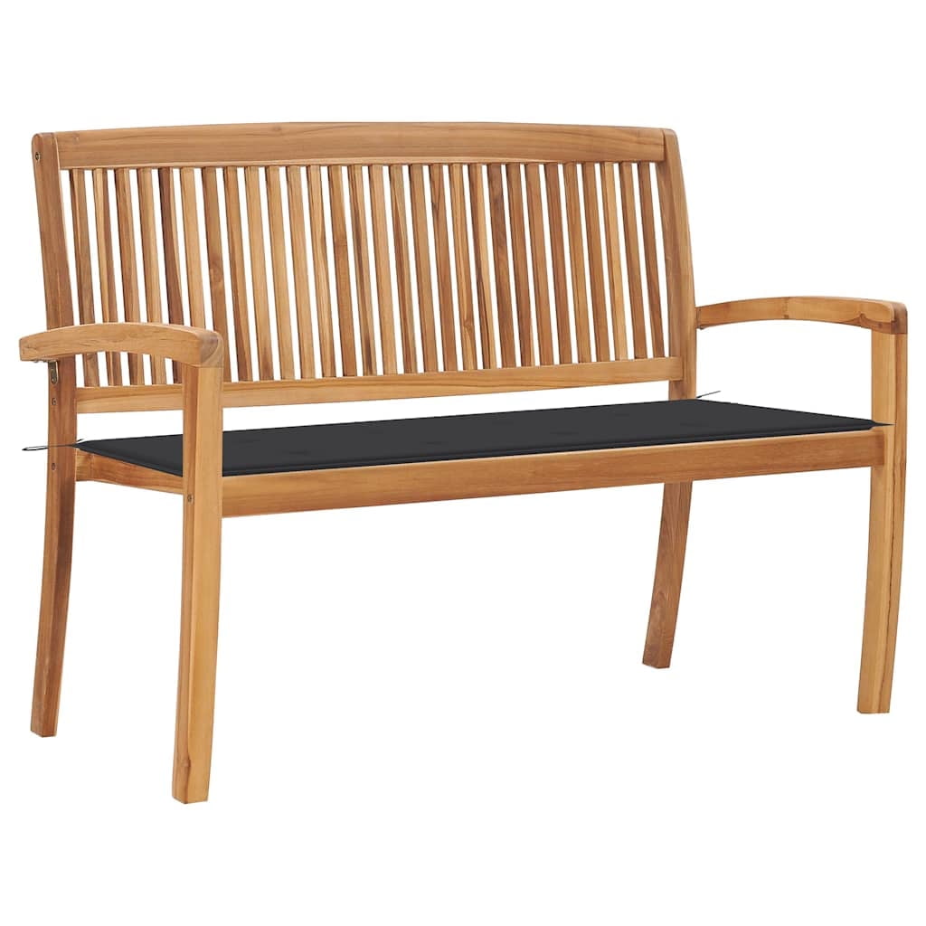 vidaXL Outdoor Patio Bench Stacking Patio Bench with Cushion Solid Wood ...