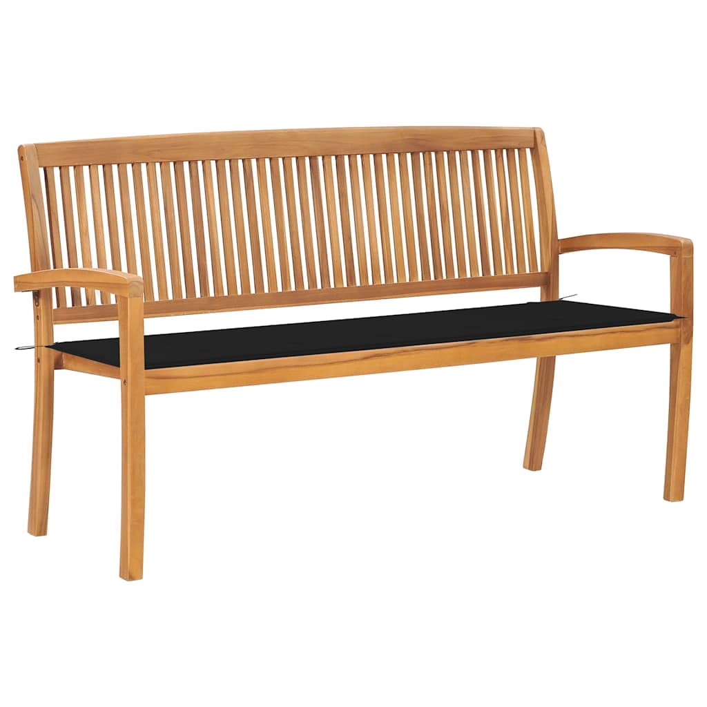 vidaXL Outdoor Patio Bench Stacking Patio Bench with Cushion Solid Wood ...