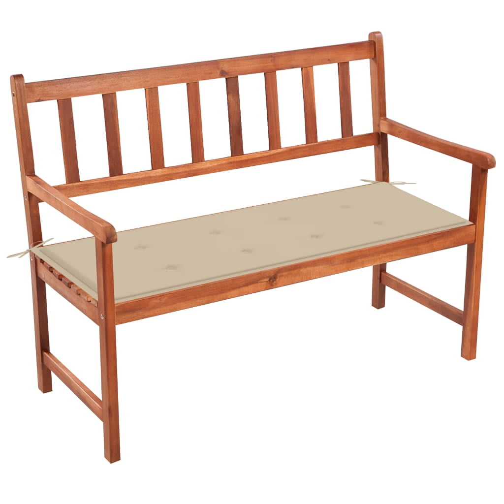 vidaXL Outdoor Patio Bench Wooden Garden Bench with Cushion Solid Wood ...