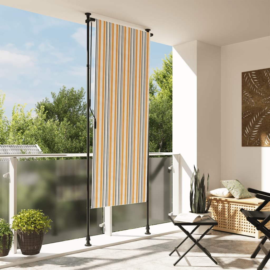 vidaXL Outdoor Roller Blind Yellow and White 39.4"x106.3" Fabric&Steel - Walmart.com