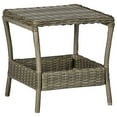 vidaXL Outdoor Side Table, Brown, PE Rattan, Small Accent Patio ...