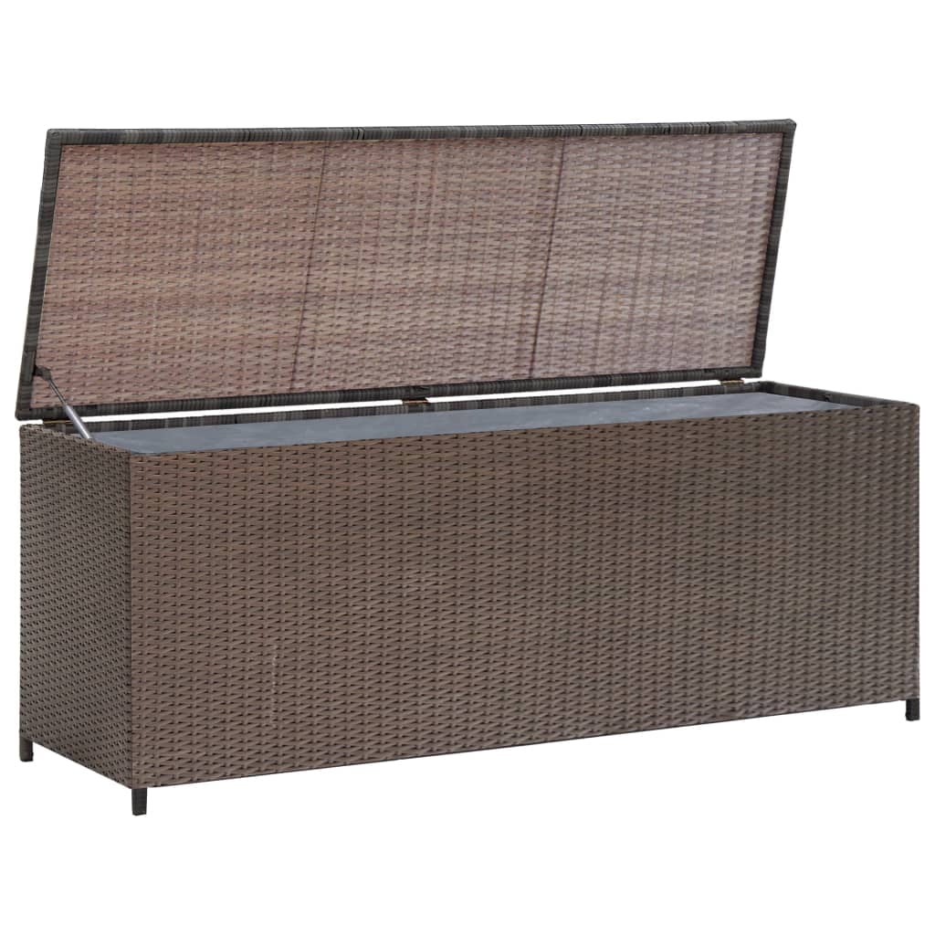 vidaXL Outdoor Weather-Resistant Poly Rattan Steel Deck Box, Brown ...